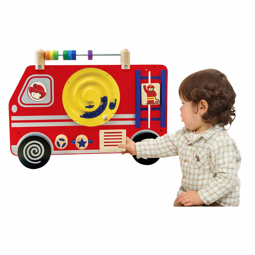 Wooden Toy For Kids: Public Vehicle Fire Engine Wall Play Board